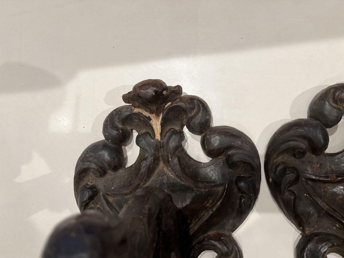 17th Century Italian Black Arm Sconces from Torino For Sale at 1stDibs