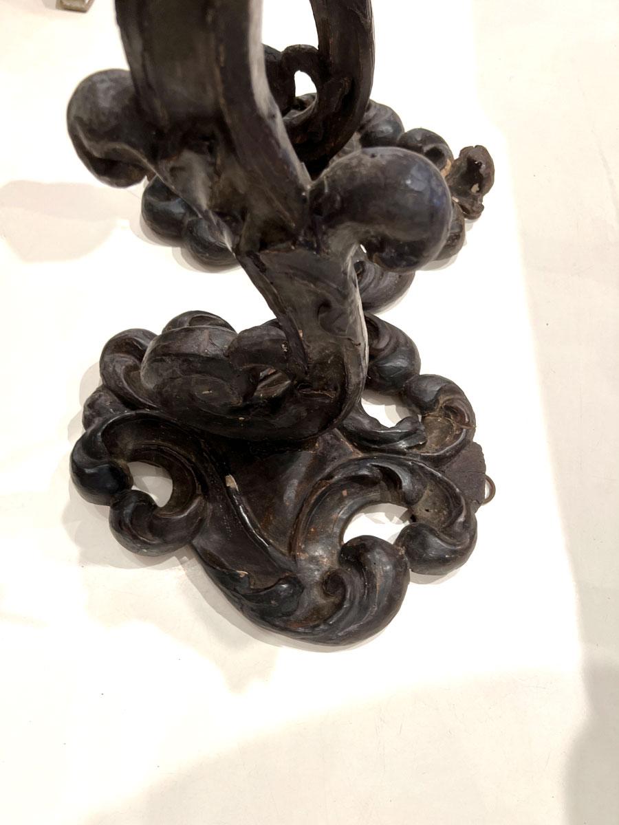 17th Century Italian Black Arm Sconces from Torino For Sale at 1stDibs