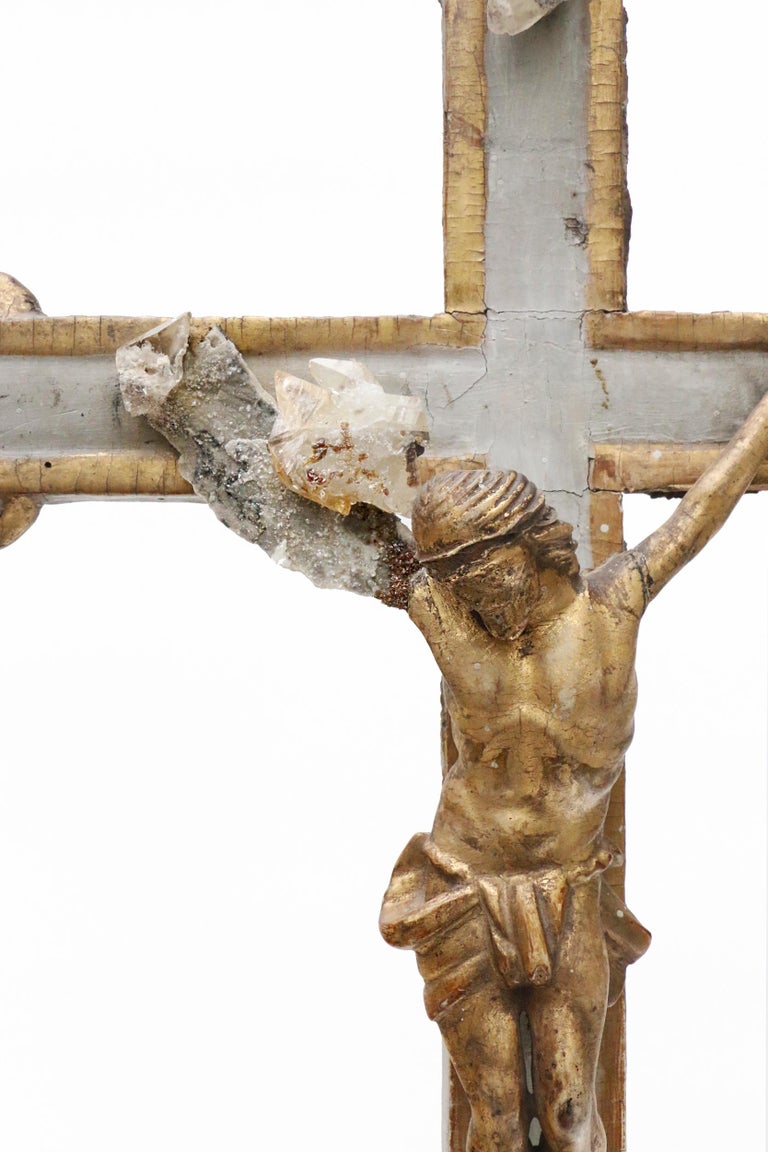 17th Century Italian Crucifix Decorated with Calcite Crystals in Matrix ...