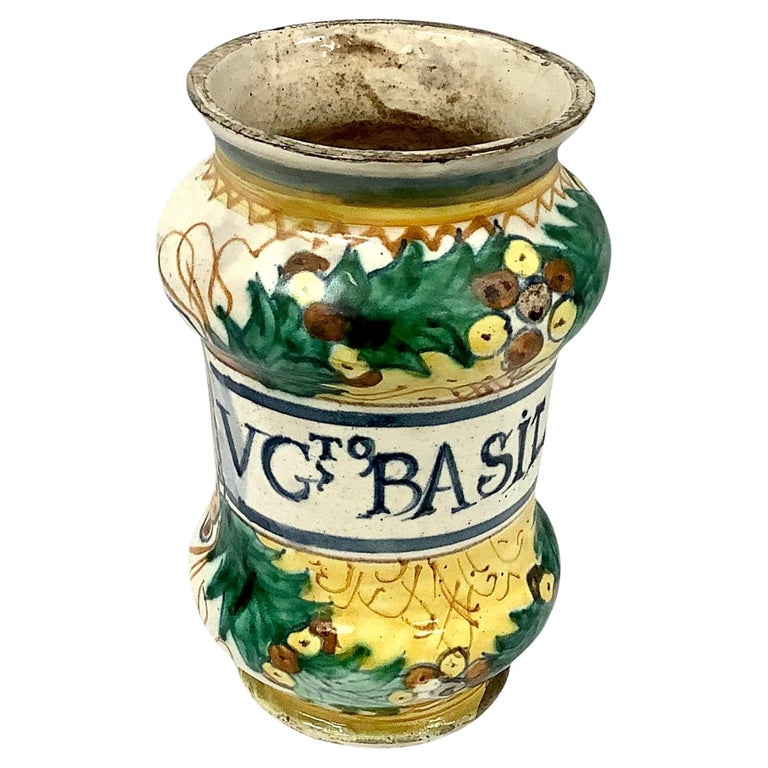 17th Century Italian Faience Apothecary Jar For Sale at 1stDibs