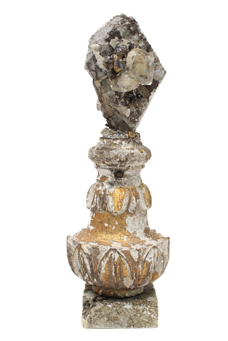 17th Century Italian Gold Leaf Fragment with Calcite Crystals in Matrix ...