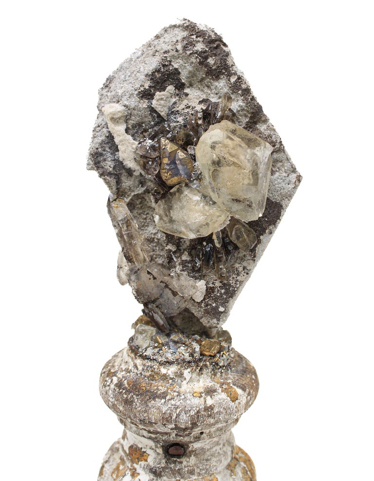 17th Century Italian Gold Leaf Fragment with Calcite Crystals in Matrix ...