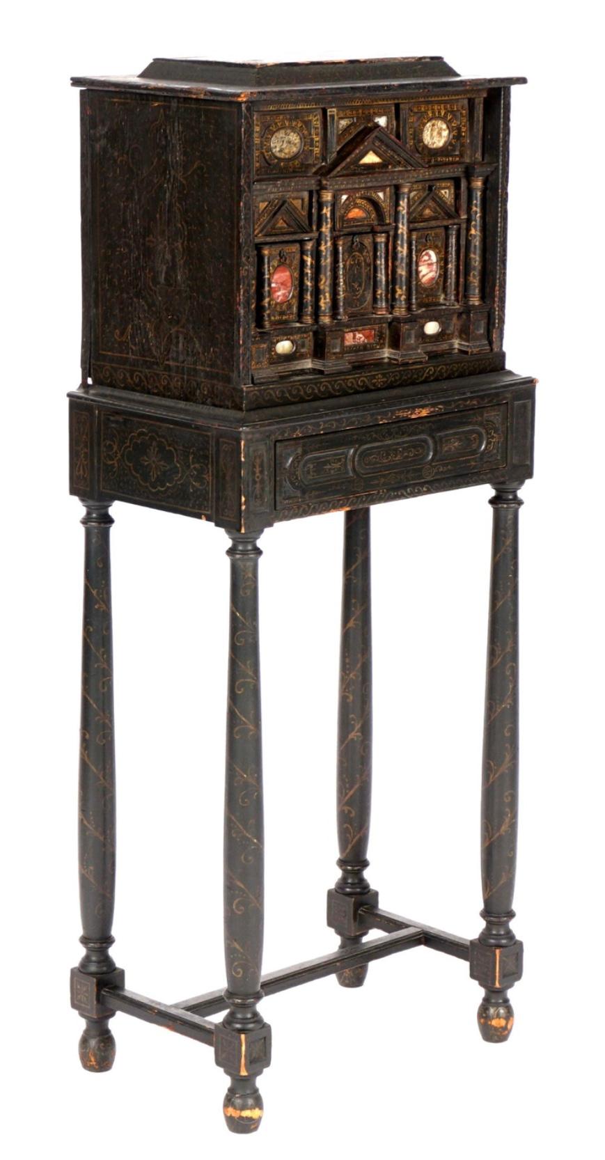 17th Century Italian Hardstone Inset Cabinet on Stand at 1stDibs