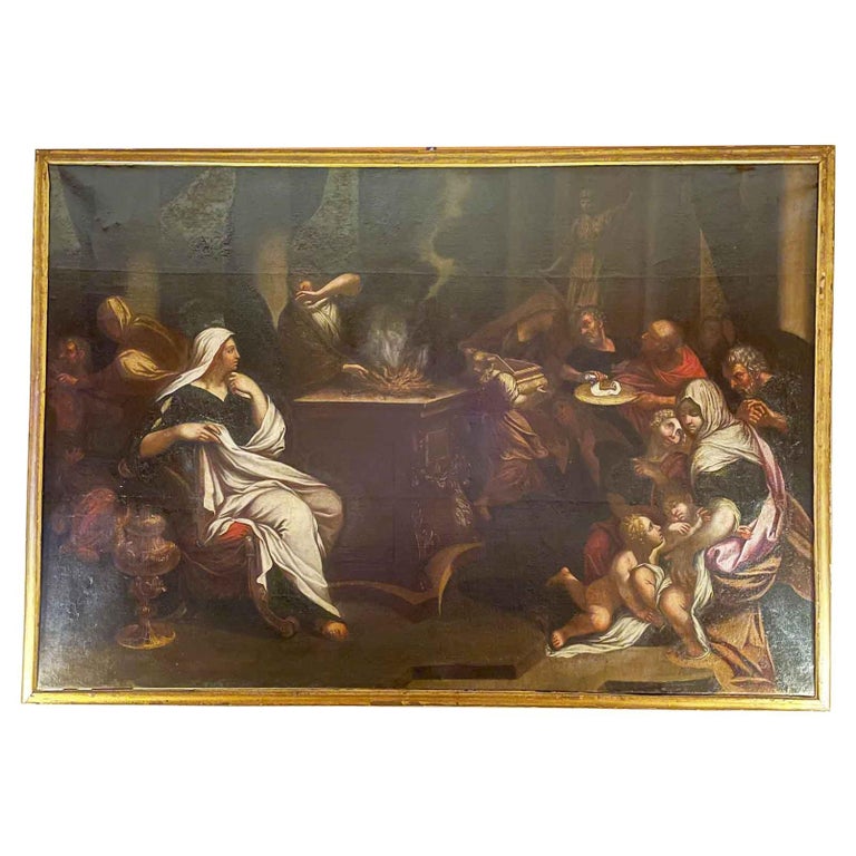 17th Century Italian Large Scale Painting with Figures, Biblical Scene ...