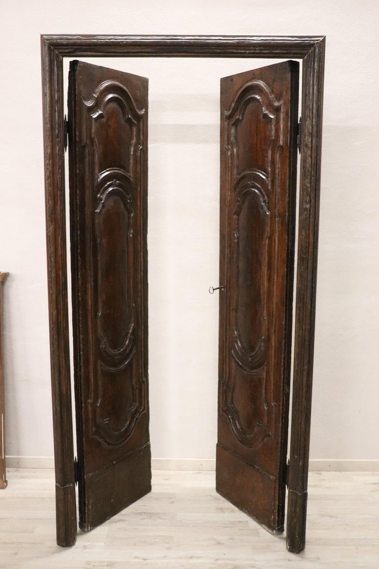 17th Century Italian Louis XIV Baroque Carved Oak Wood Antique Double ...
