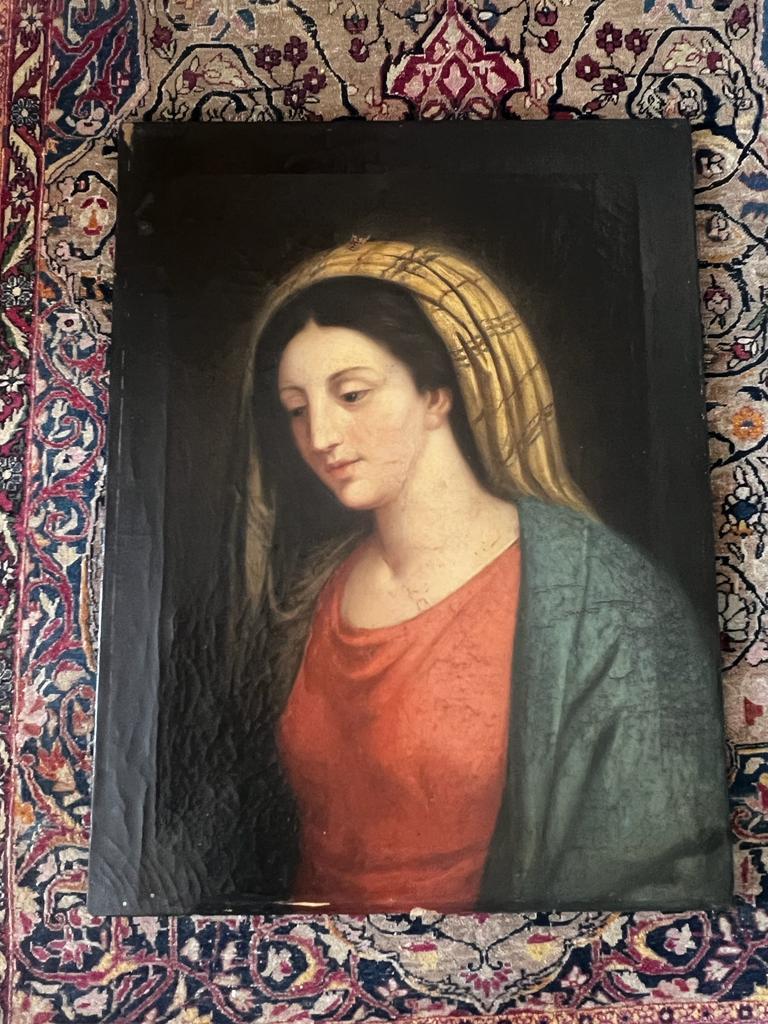 17th Century Italian Madonna /Virgin Mary Oil on Canvas For Sale at 1stDibs
