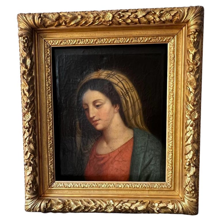 17th Century Italian Madonna /Virgin Mary Oil on Canvas For Sale at 1stDibs