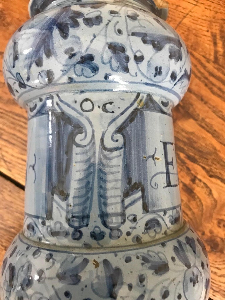 17th Century Italian Maiolica Albarello Drug Jar at 1stDibs