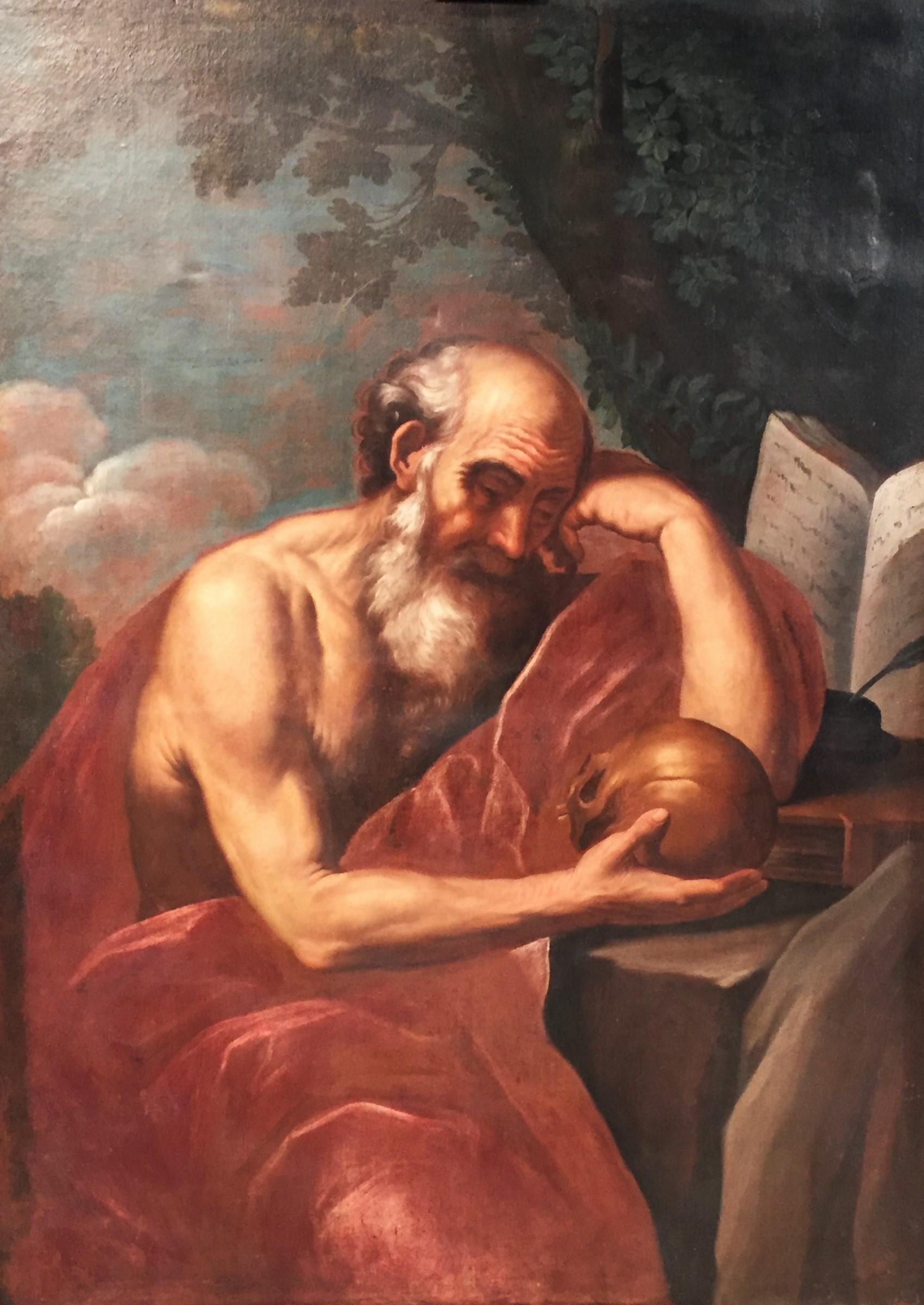 17th Century, Italian Oil on Canvas Paint with Saint Jerome in ...