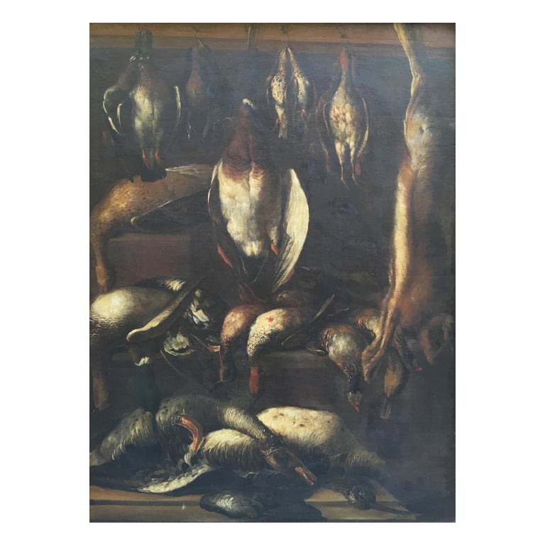 17th Century Italian Oil on Canvas Painting of "Hunted Game" by ...