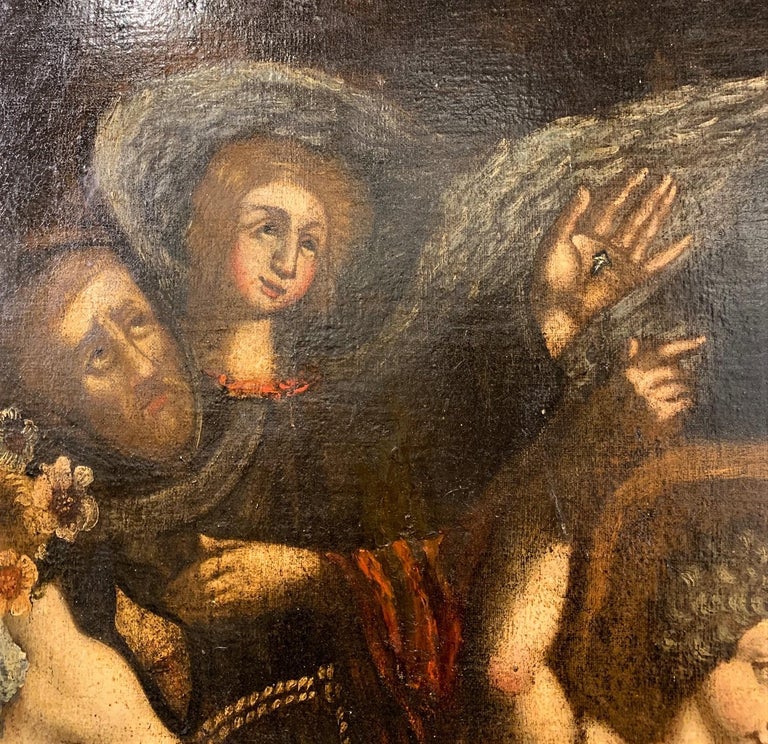 17th Century Italian Oil On Canvas Religious Scene Painting at 1stDibs