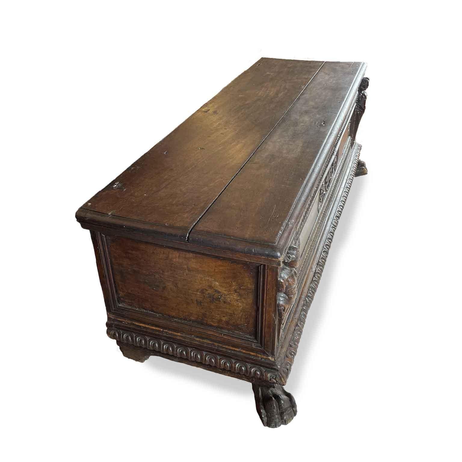 17th Century, Italian Walnut Chest Arms and Caryatids Carving ...