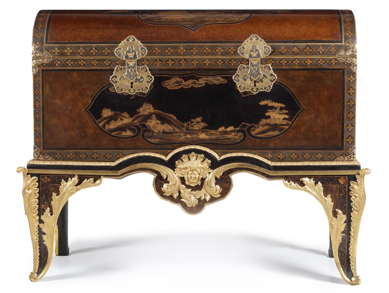 17th-Century Japanese Namban Lacquer Coffer on French Stand, Possibly by Boulle For Sale at 1stDibs