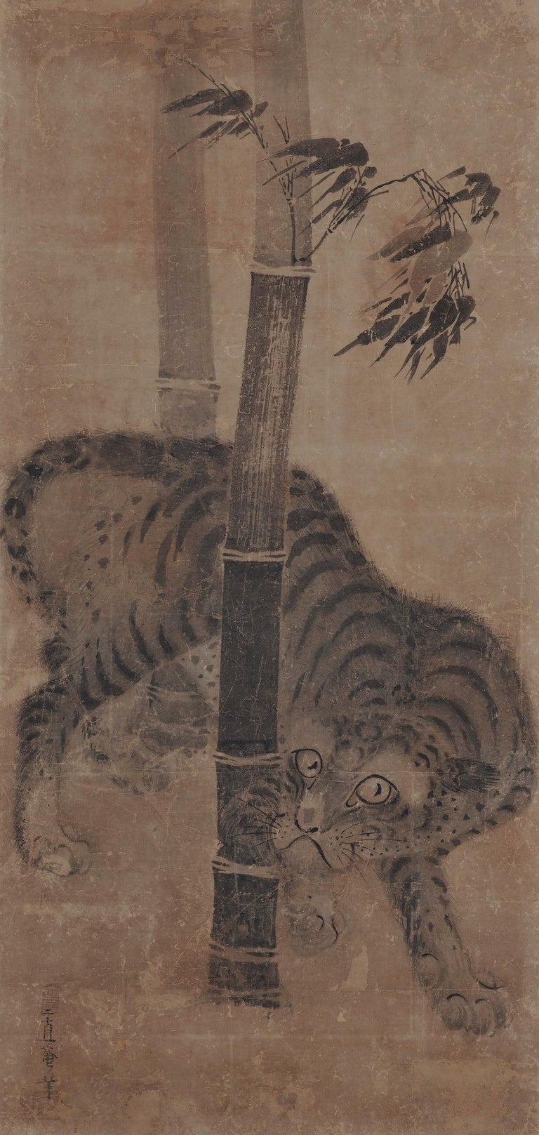 Japanese Scroll Painting, 17th Century Tiger and Dragon Pair by Soga ...