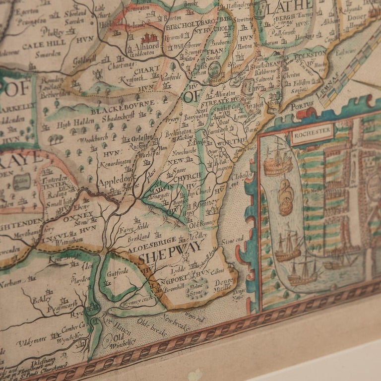 17th Century John Speed Map of Kent with Her Cities and Earles ...