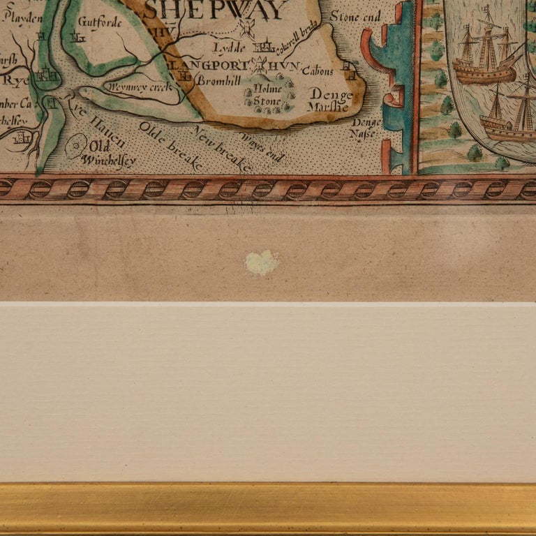 17th Century John Speed Map of Kent with Her Cities and Earles ...