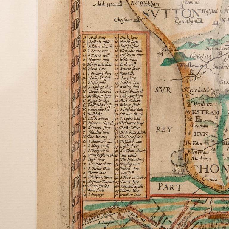 17th Century John Speed Map of Kent with Her Cities and Earles ...
