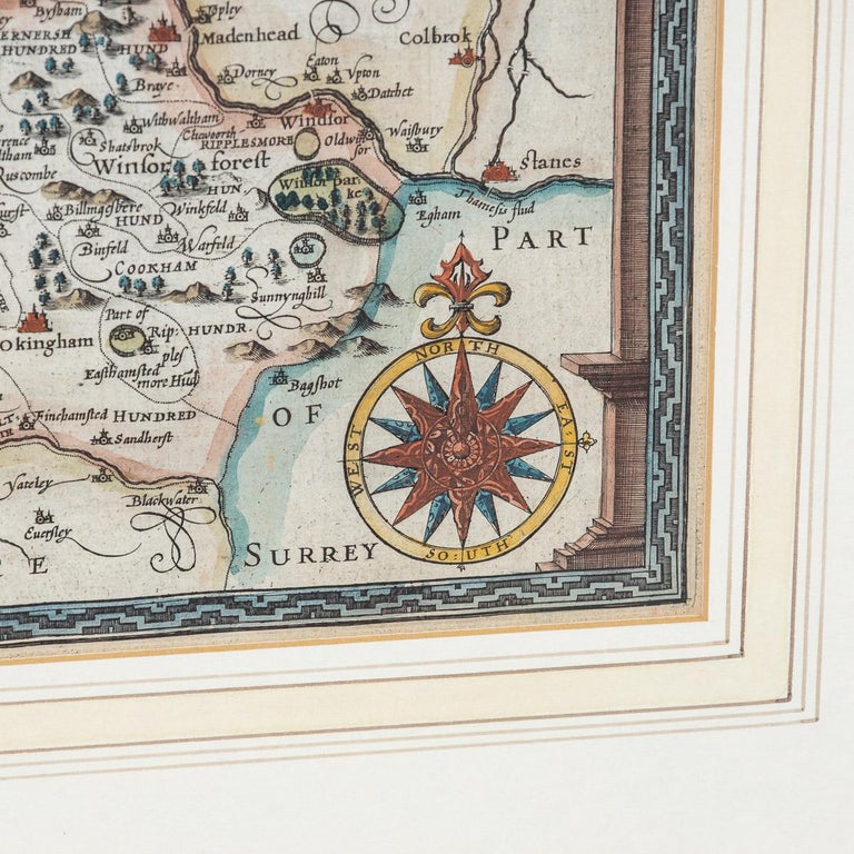 17th Century John Speed Map of the Barkshire Described, c.1616 For Sale ...