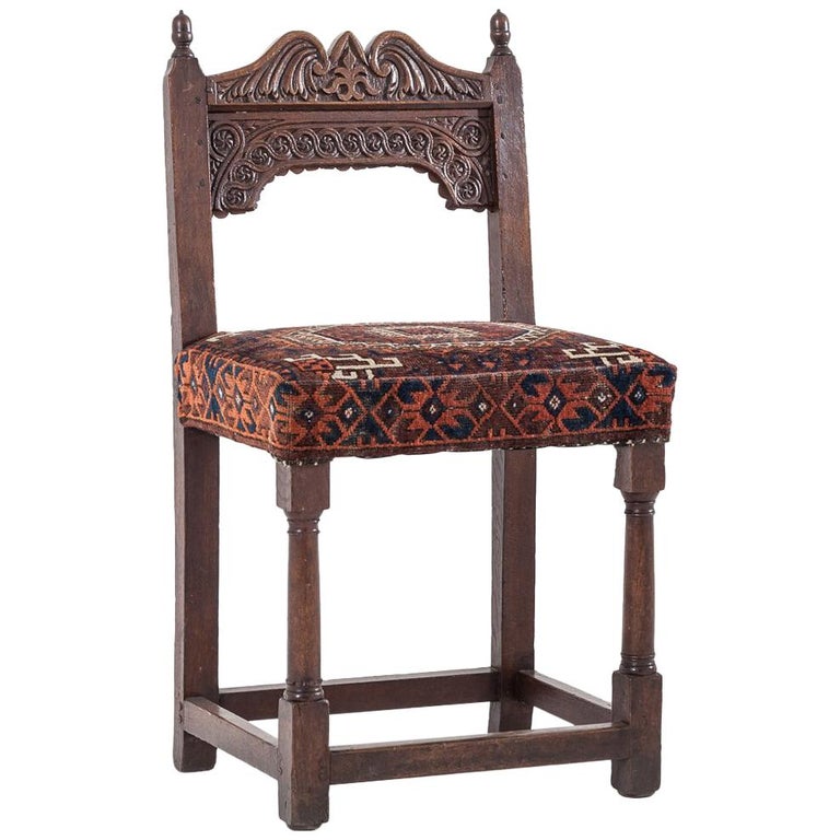 17th Century Joined Oak Back Stool For Sale at 1stDibs