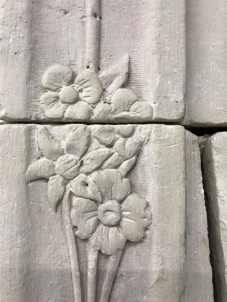 17th C Louis XIV Hand Carved Stone Chateau Fireplace Mantle surround ...