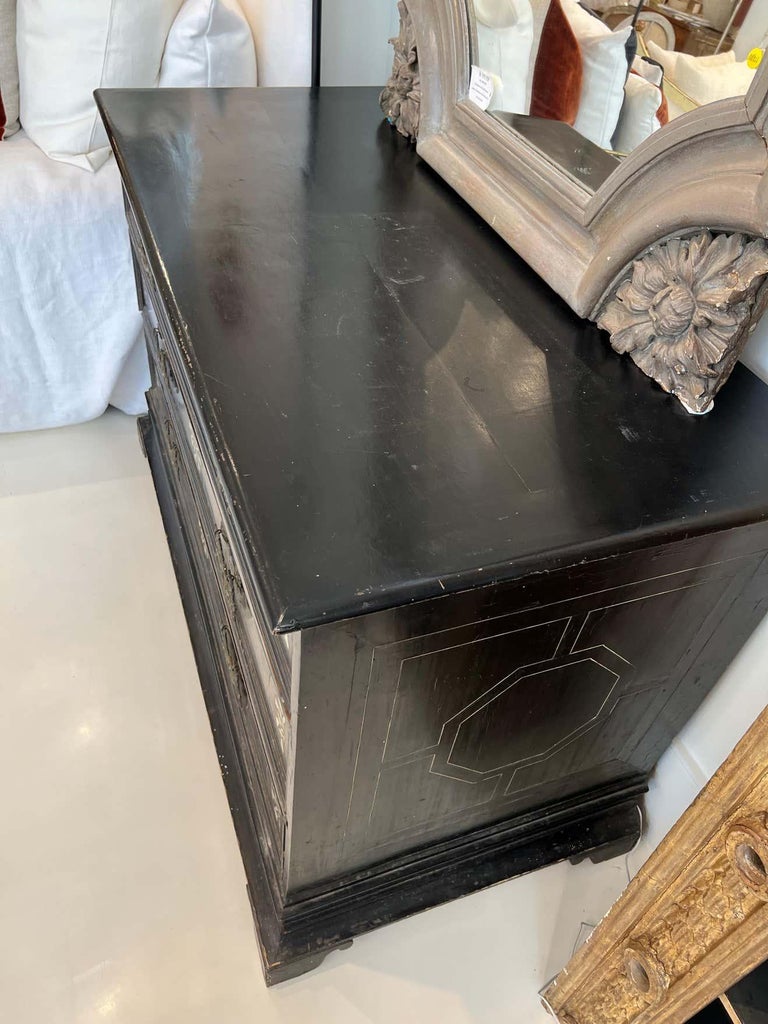 17th Century Louis XVI Noir Commode with Bone Inlays and Lion Pulls For ...