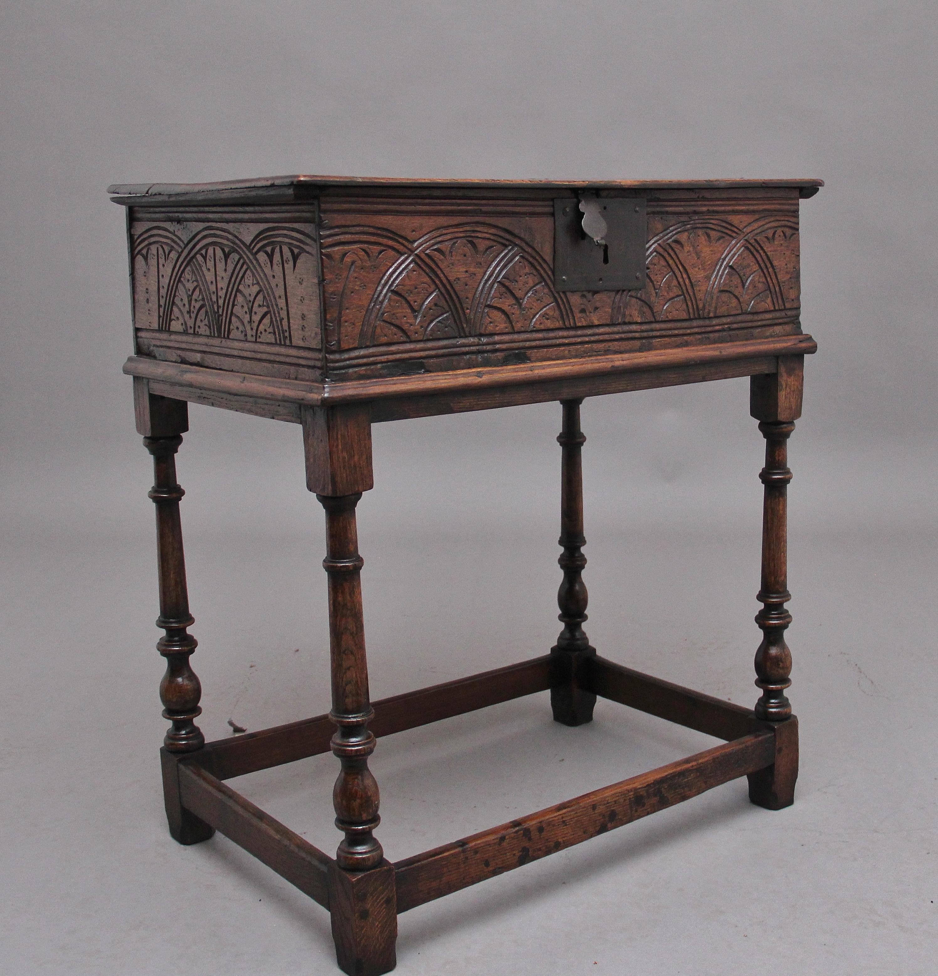 17th Century Oak Bible Box on Later Stand at 1stDibs