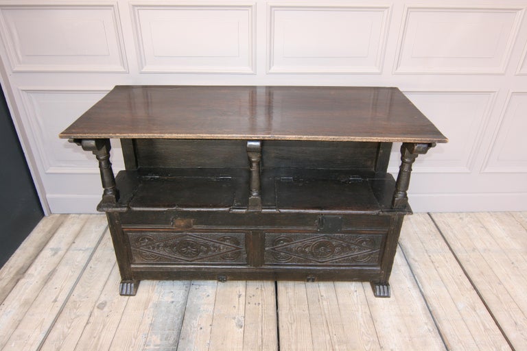 17th Century Oak Combination Monk's Bench at 1stDibs | monk seat