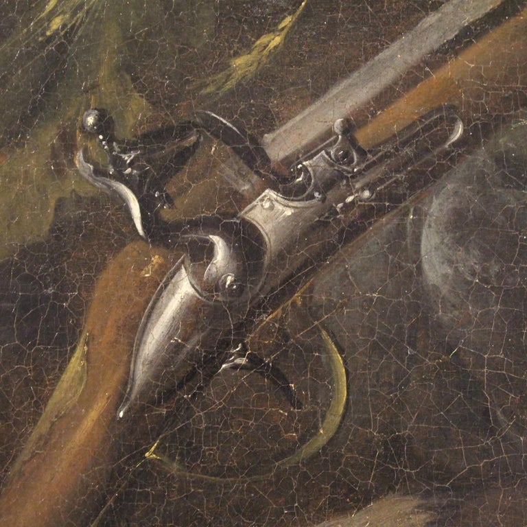 17th Century Oil on Canvas Antique English Painting Still Life with ...