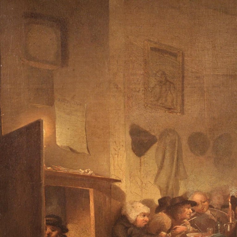 17th Century Oil on Canvas Antique Flemish Interior Scene Painting ...