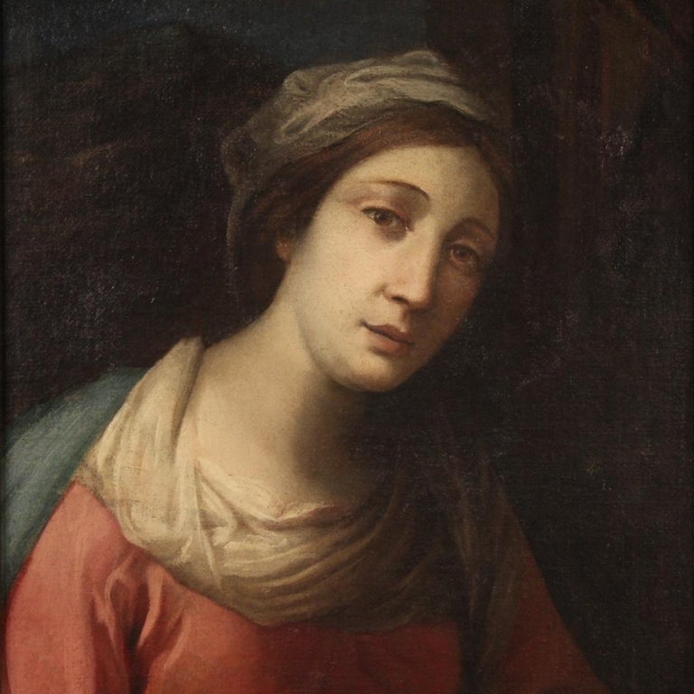 17th Century Oil on Canvas Antique Italian Lady Portrait Painting, 1680 ...