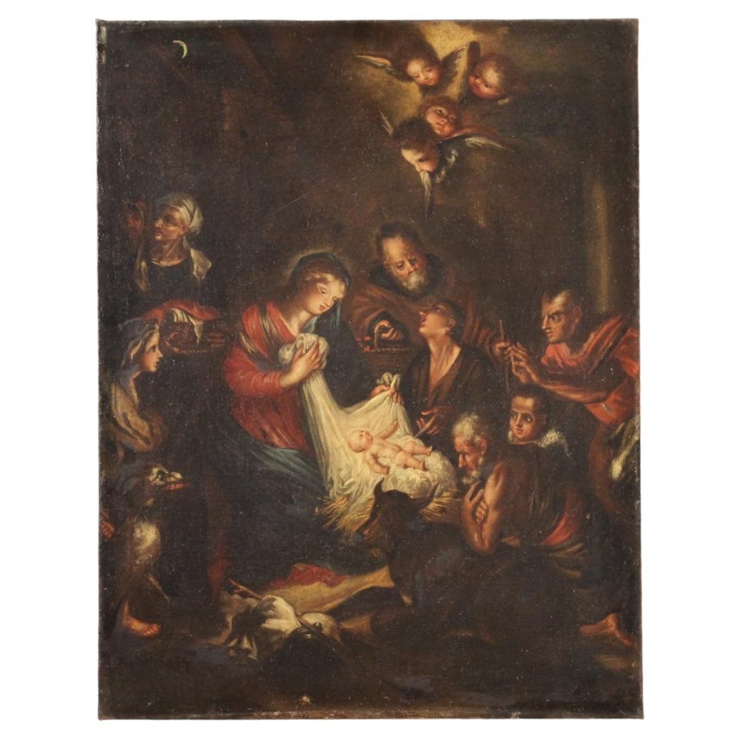 16th Century Religious Painting Adoration of the Shepherds, Oil on Canvas at 1stDibs