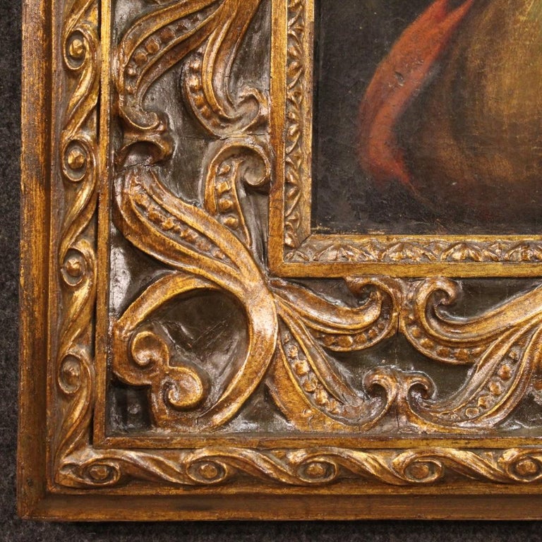 17th Century Oil on Canvas Antique Religious Italian Painting Madonna, 1670 For Sale at 1stDibs