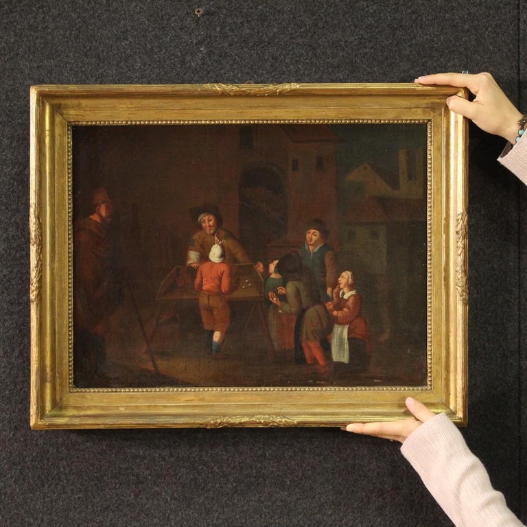 17th Century Oil on Canvas Flemish Antique Painting Genre Scene, 1650 ...