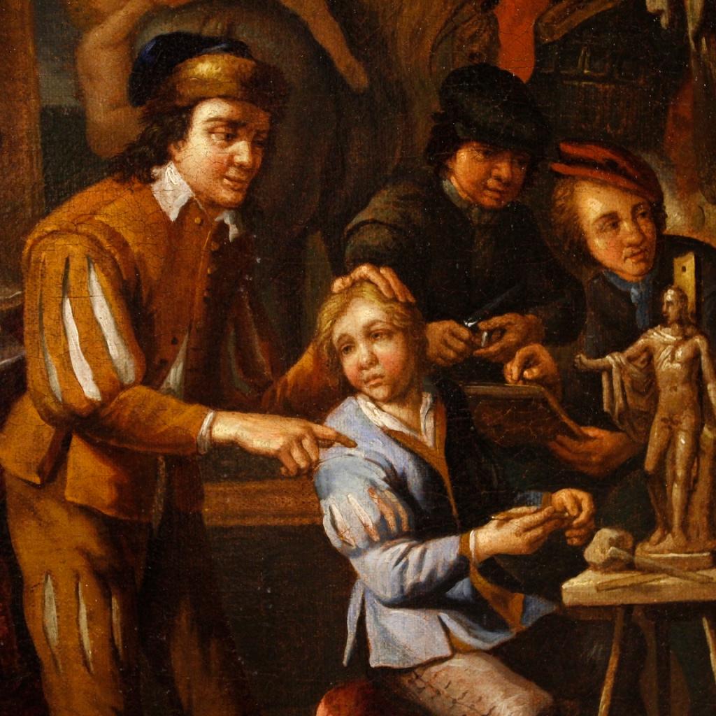 17th Century Oil on Canvas Flemish Painting the Art Workshop, 1670 at ...