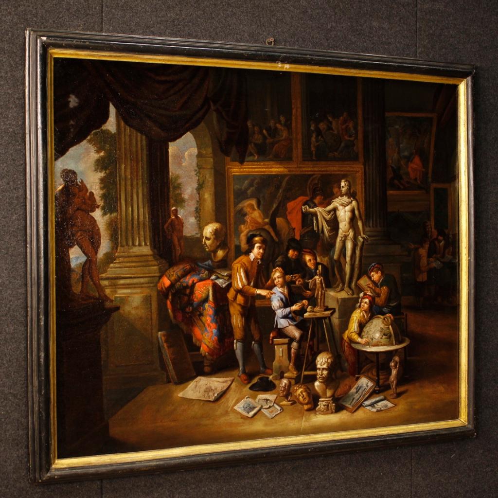 17th Century Oil on Canvas Flemish Painting the Art Workshop, 1670 at ...