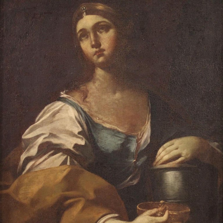 17th Century Oil on Canvas Italian Antique Painting Lady Portrait, 1650 ...