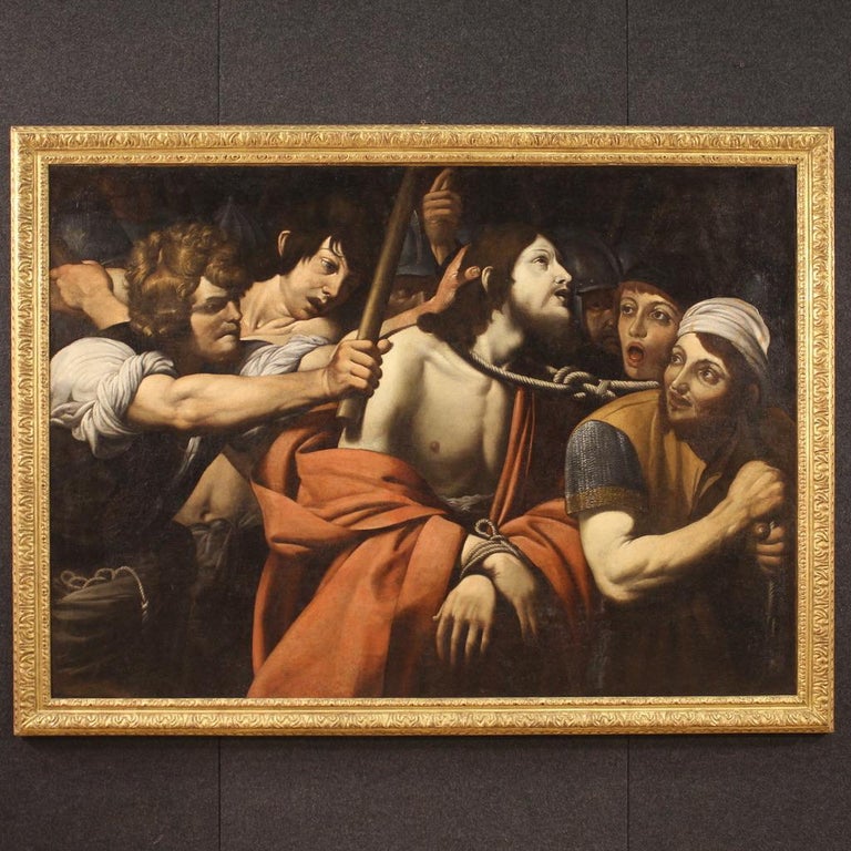 17th Century Oil on Canvas Italian Antique Painting the Capture of Christ, 1670 For Sale at 1stDibs