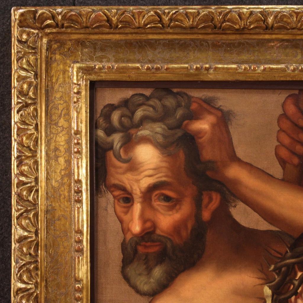 17th Century Oil on Canvas Flemish Antique Religious Christ Painting, 1670 For Sale at 1stDibs