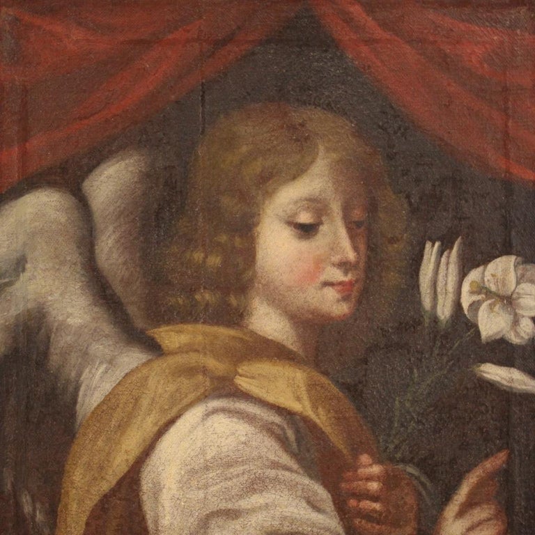 17th Century Oil on Canvas Italian Antique Religious Painting Archangel ...