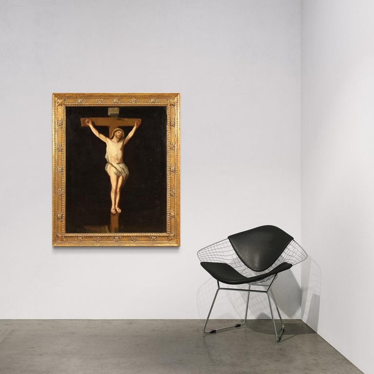 17th Century Oil on Canvas Italian Antique Religious Painting Crucified Christ at 1stDibs