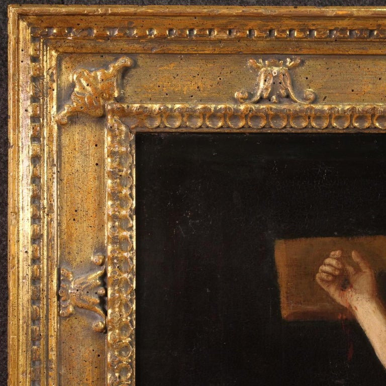 17th Century Oil on Canvas Italian Antique Religious Painting Crucified Christ at 1stDibs