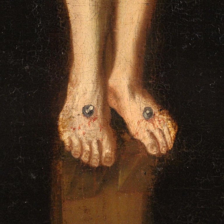 17th Century Oil on Canvas Italian Antique Religious Painting Crucified Christ at 1stDibs