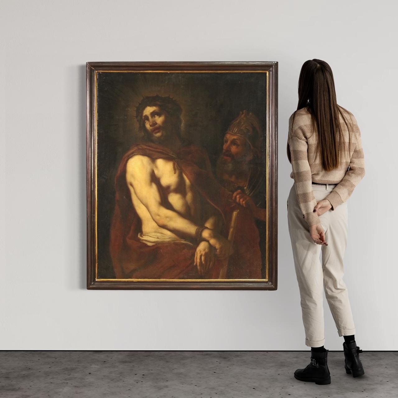 17th Century Oil on Canvas Italian Antique Religious Painting Ecce Homo, 1660 For Sale at 1stDibs