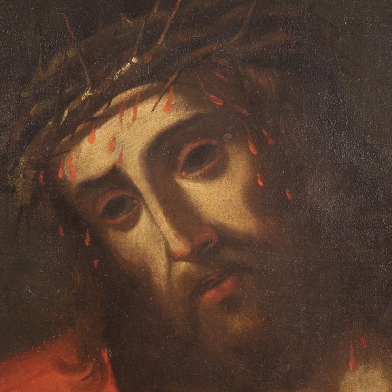 17th Century Oil on Canvas Italian Antique Religious Painting Ecce Homo, 1660 For Sale at 1stDibs