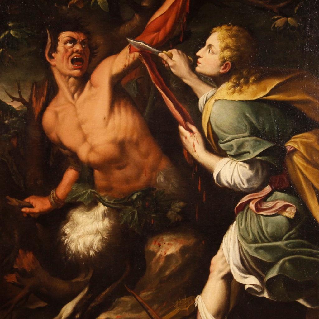 17th Century Oil on Canvas Italian Apollo That Dazzles Marsyas Painting ...