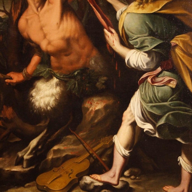 17th Century Oil on Canvas Italian Apollo That Dazzles Marsyas Painting ...
