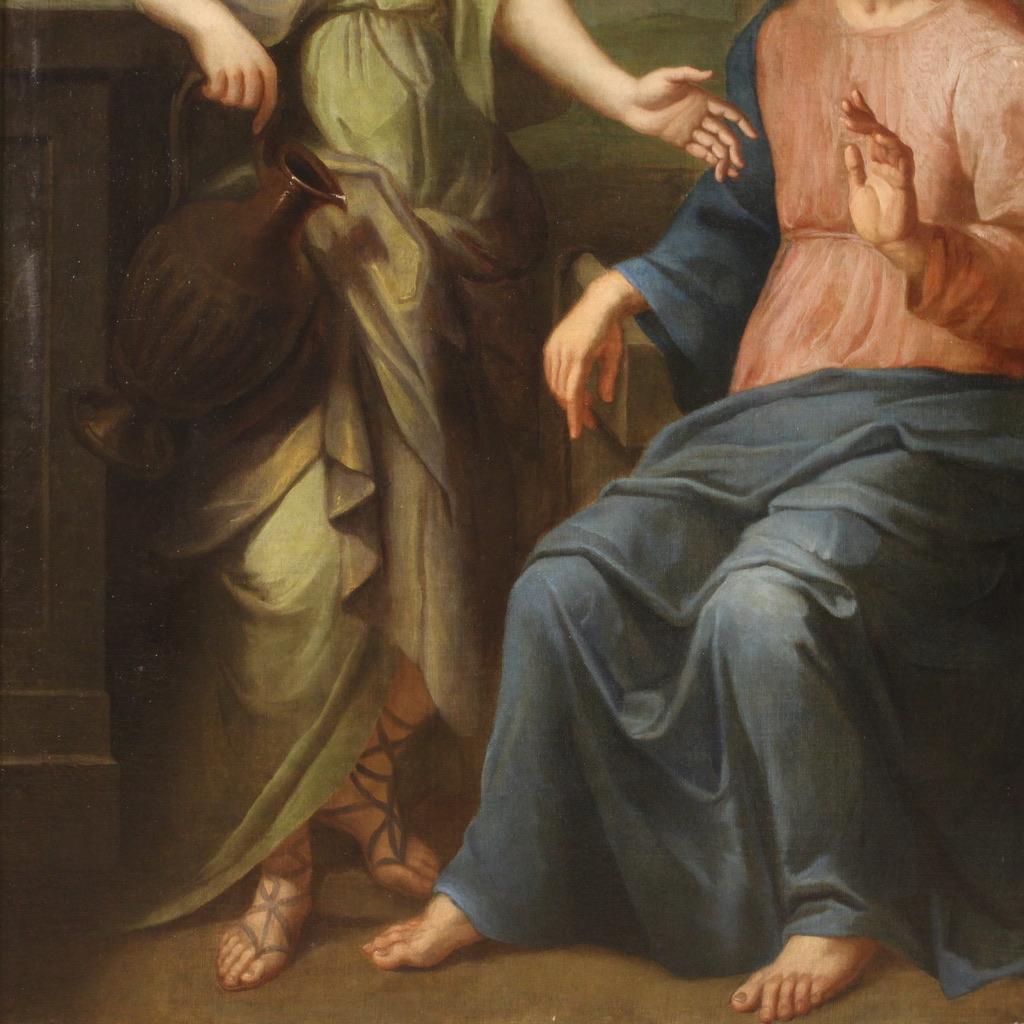 17th Century Oil on Canvas Italian Painting Christ and the Samaritan ...