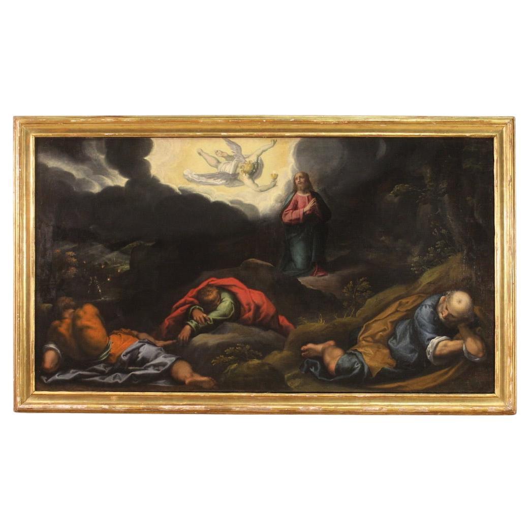 17th Century Oil on Canvas Italian Painting Jesus in the Garden of ...