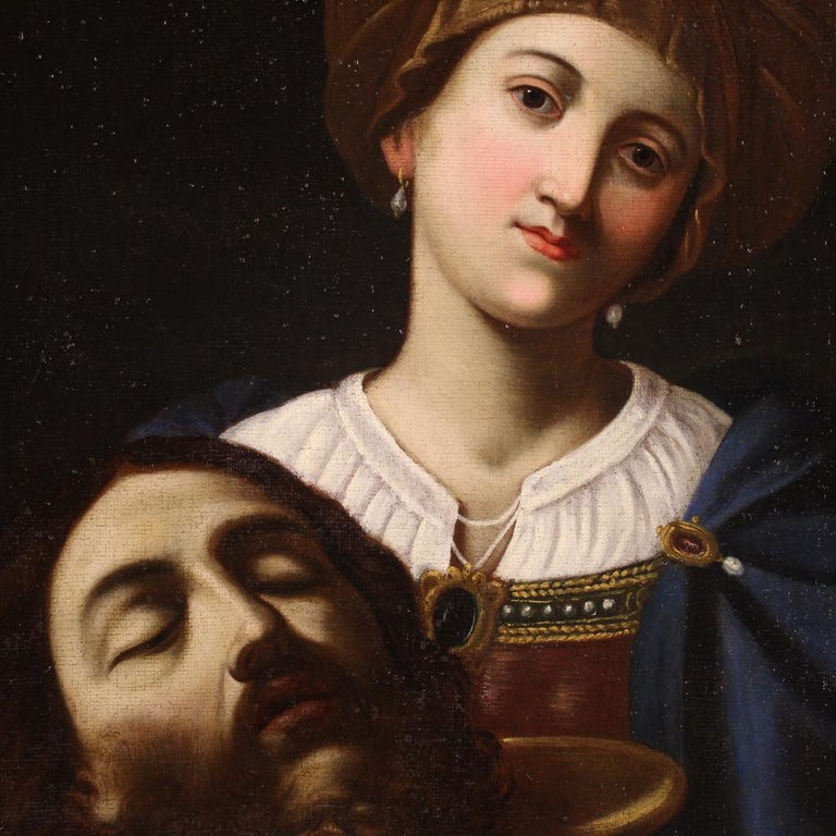17th Century Oil on Canvas Italian Painting Salome with the Head of the ...