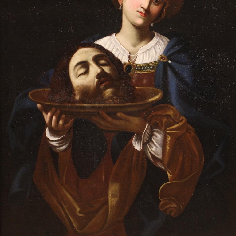 17th Century Oil on Canvas Italian Painting Salome with the Head of the ...